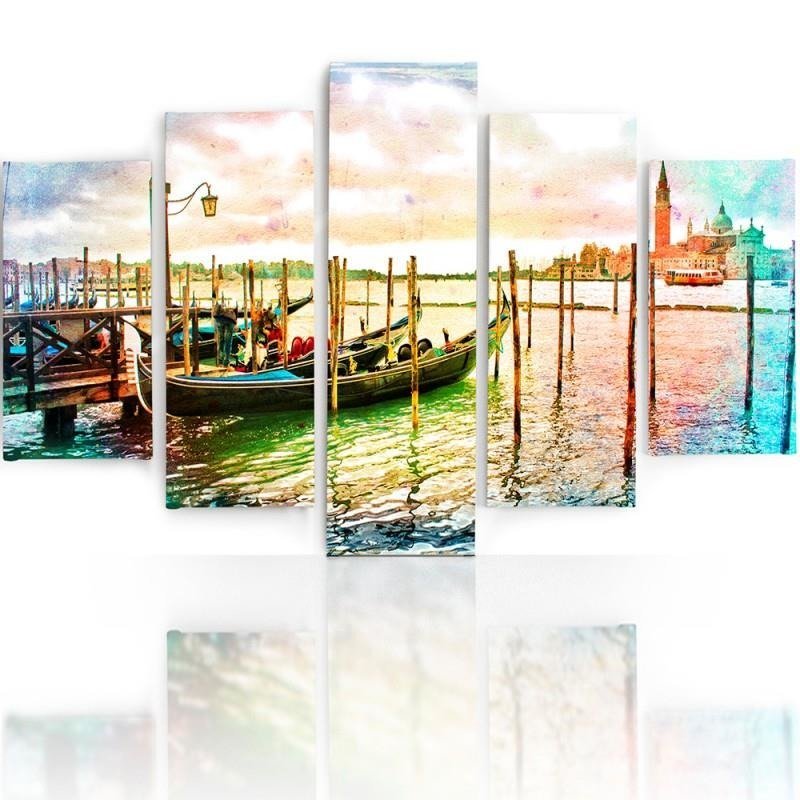 Obraz tryptyk pięcioczęściowy FEEBY, Wenecja Gondole Włochy 300x140 - Feeby | Sklep EMPIK.COM