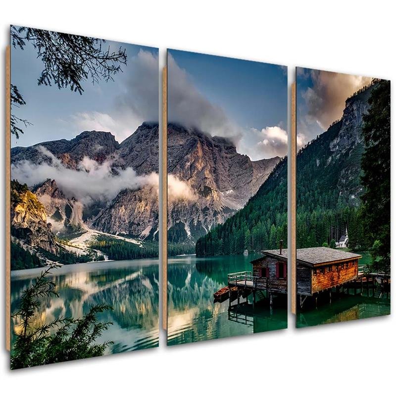 Obraz trzyczęściowy tryptyk FEEBY, Dom w Górach Pejzaż 60x40 - Feeby | Sklep EMPIK.COM