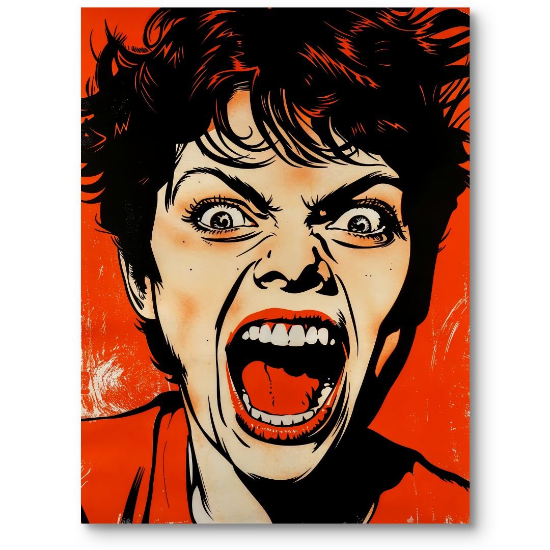 Obraz twarz krzyk pop art do salonu czerwono-czarny 40x50 cm ...