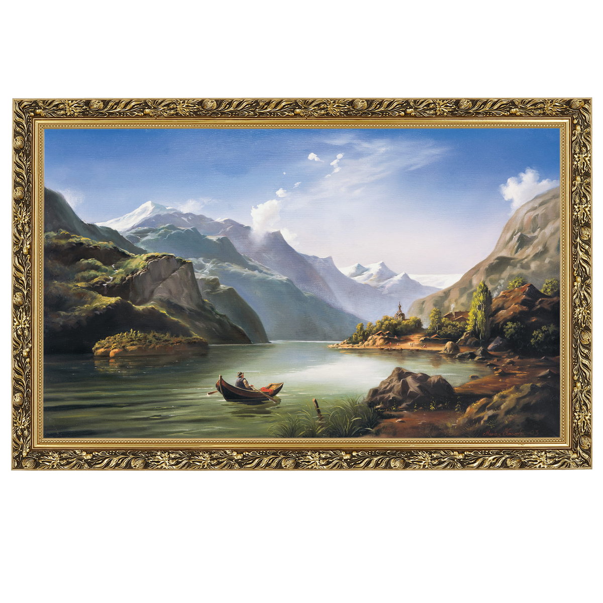 Obraz w złotej ramie Makówka w rozmiarze 60x100 cm - Pejzaż górski z ...