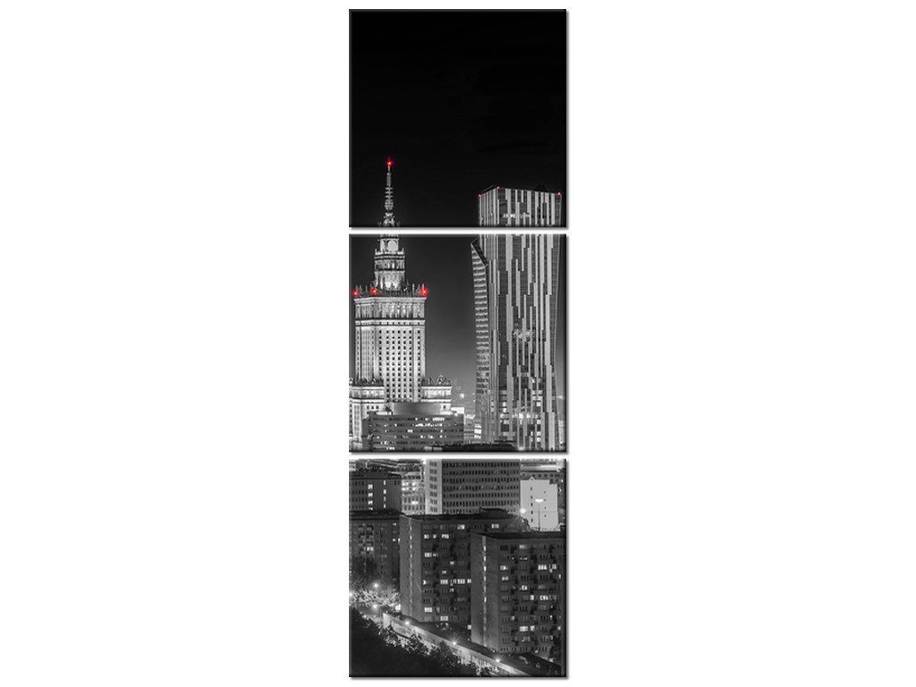 Obraz Warszawa nocą, 3 elementy, 30x90 cm - Oobrazy | Sklep EMPIK.COM