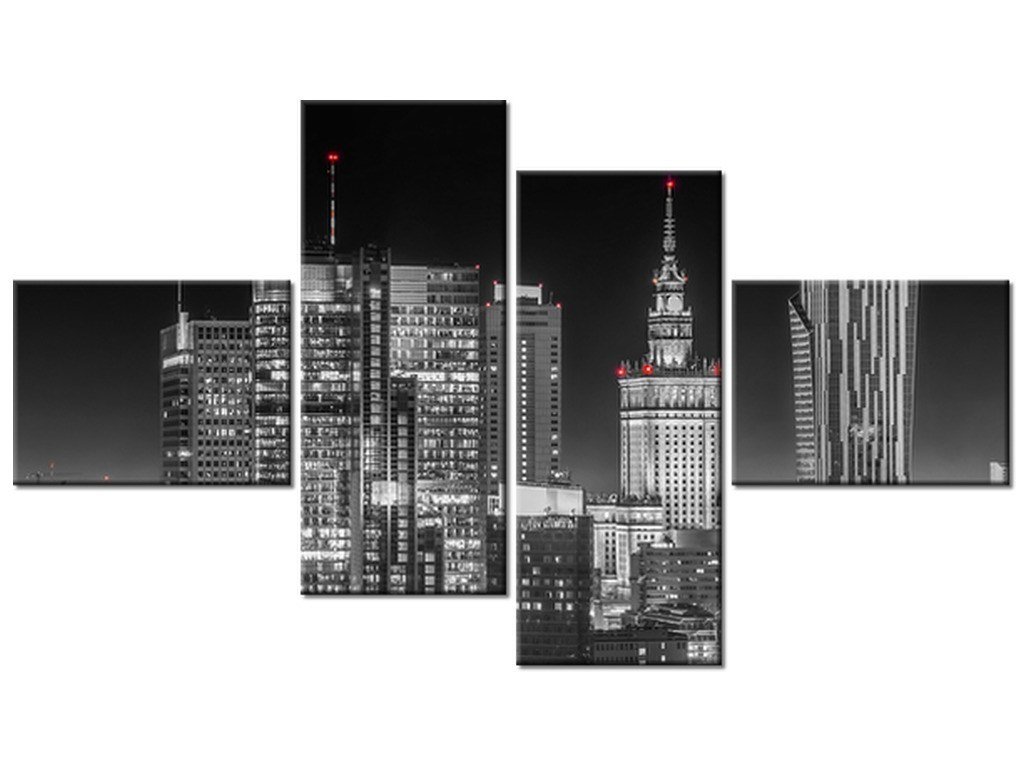 Obraz Warszawa nocą, 4 elementy, 140x80 cm - Oobrazy | Sklep EMPIK.COM