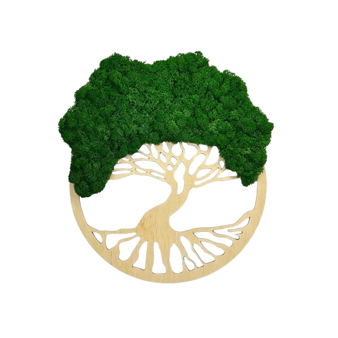 Obraz z mchu Drzewko Życia Mech Chrobotek Średnia zieleń Drewno ...