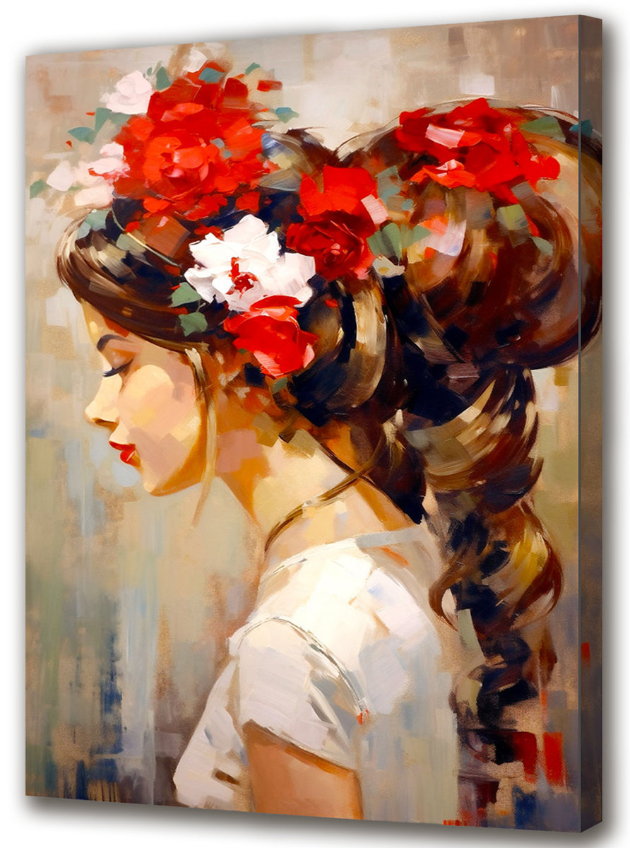 Obrazy na płótnie canvas kwiaty we włosach h 90x140 cm - Obraz na ...