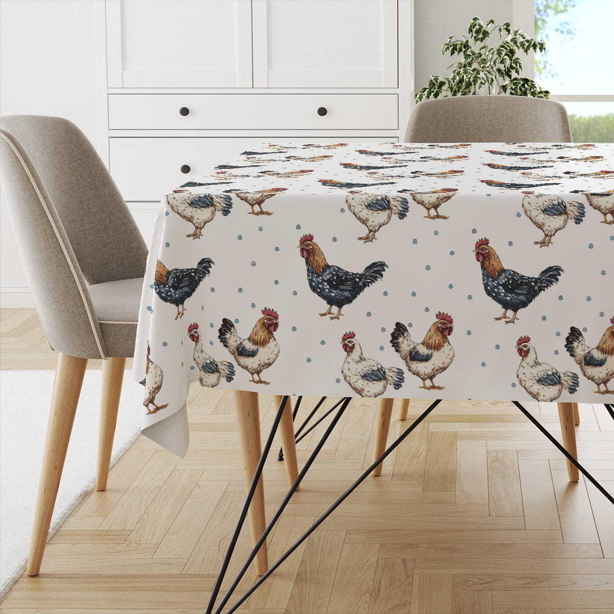 Obrus SPRING wzór SP21 | kury 150 x 150 cm - Decordruk | Sklep EMPIK.COM
