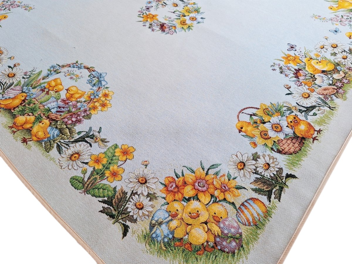 Obrus Wielkanocny 100x100 cm L58 Kurczaczki gobelinowy - Pastelowa Nitka | Sklep EMPIK.COM