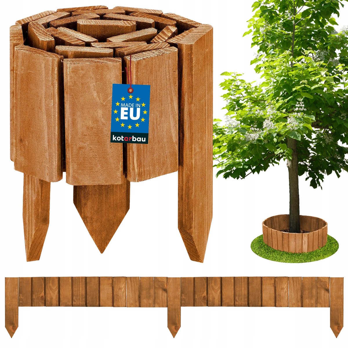 OBRZEŻE PALISADA OGRODOWA PŁOTEK TRAWNIKOWY WBIJANY DĘBOWY 10X110cm DREWNO - IKRA | Sklep EMPIK.COM