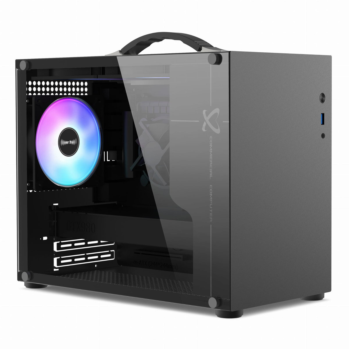 Obudowa komputerowa Micro ATX, Case Przenośna Wentylatory RGB Szkło ...