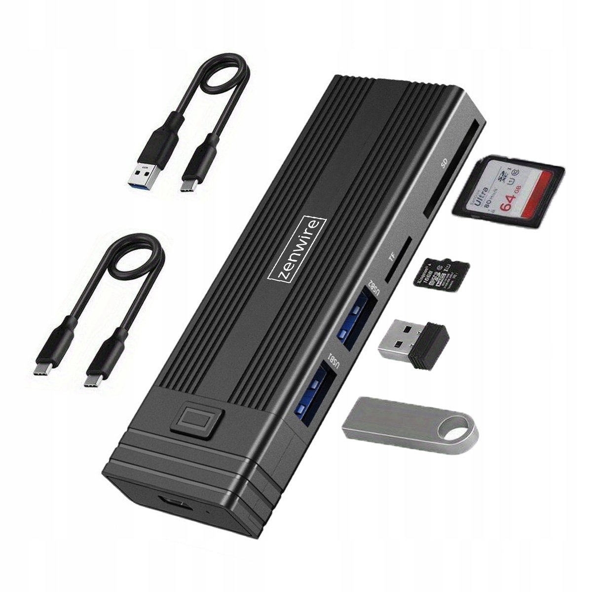 Obudowa na dysk HUB USB-C 7w1 SSD M.2 NVME PCIE SATA SD Adapter Kieszeń ...