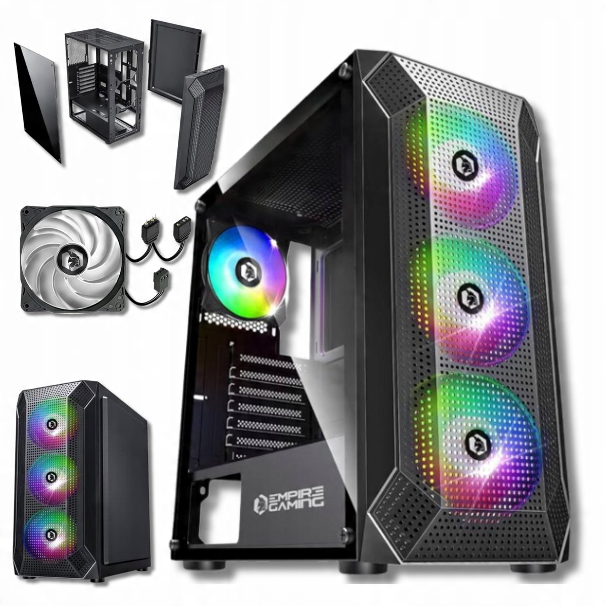 Obudowa Pc Z Wentylatorem Szklana Akrylowa Ściana 4 Wentylatory 3 Piny ...