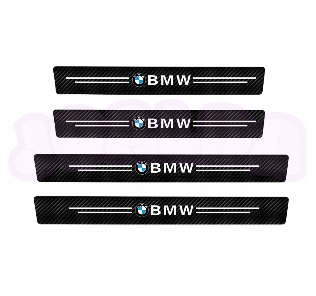 OCHRONNE nakładki NAKLEJKI folia NA PROGI logo BMW carbon 4 szt. - BMW ...