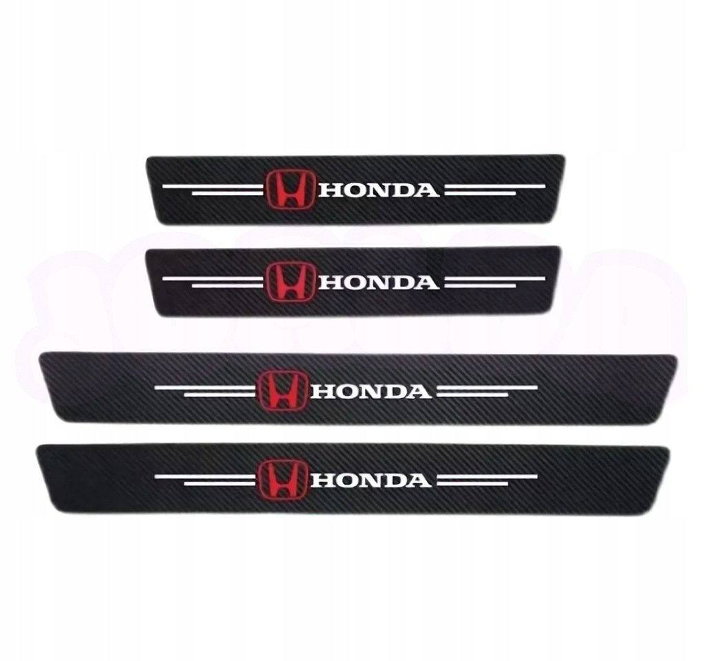 OCHRONNE nakładki NAKLEJKI folia NA PROGI logo HONDA carbon 4 szt ...