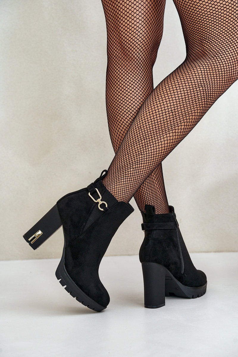 Ocieplane Botki Damskie Na Wysokim Obcasie Słupku Czarne Terisanna-36 - Inna marka | Moda Sklep ...