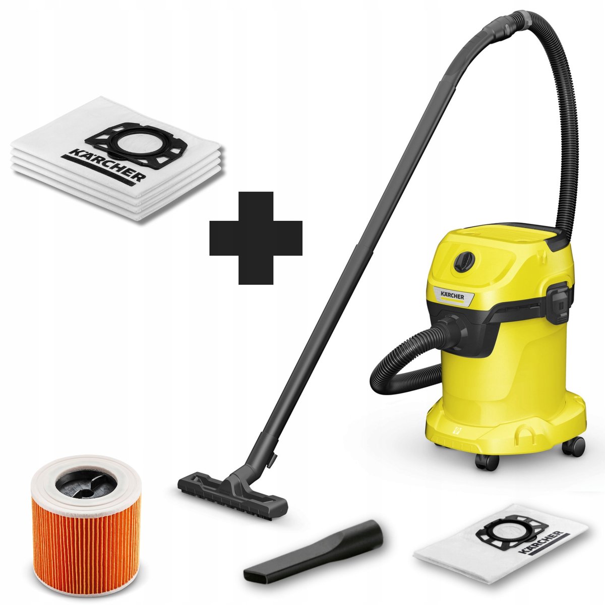 ODKURZACZ UNIWERSALNY WD 3 1000 W + WORKI FILTRACYJNE (4 szt.) - Karcher | Sklep EMPIK.COM