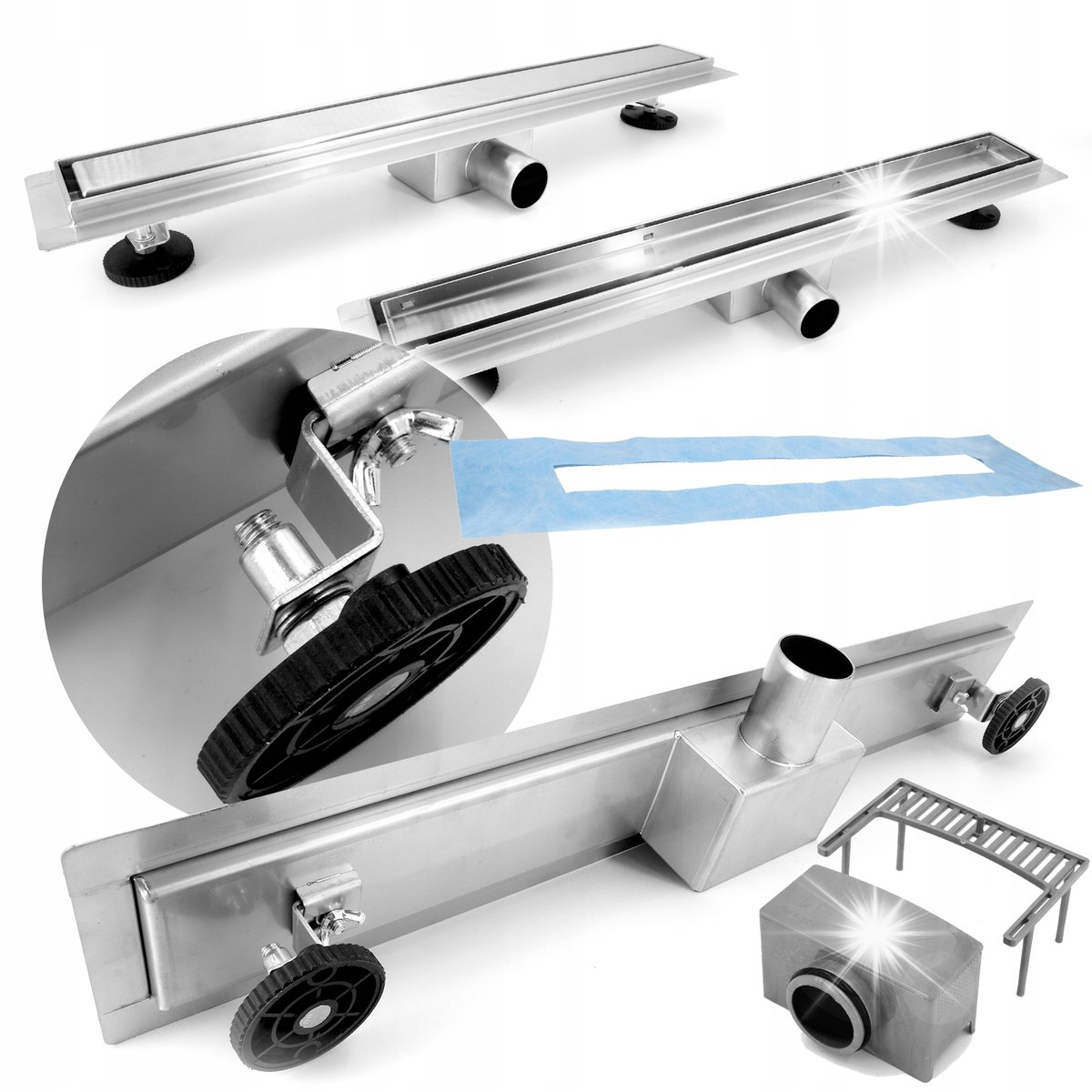 ODPŁYW LINIOWY 70 cm PRYSZNICOWY POD PŁYTKĘ 2w1 STAL ODWODNIENIE ...