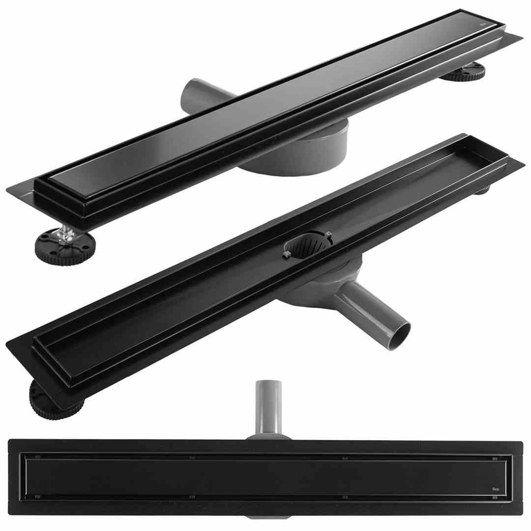 ODPŁYW LINIOWY ODWODNIENIE LINIOWE POD PRYSZNIC SYFON 60 CM CZARNY REA ...