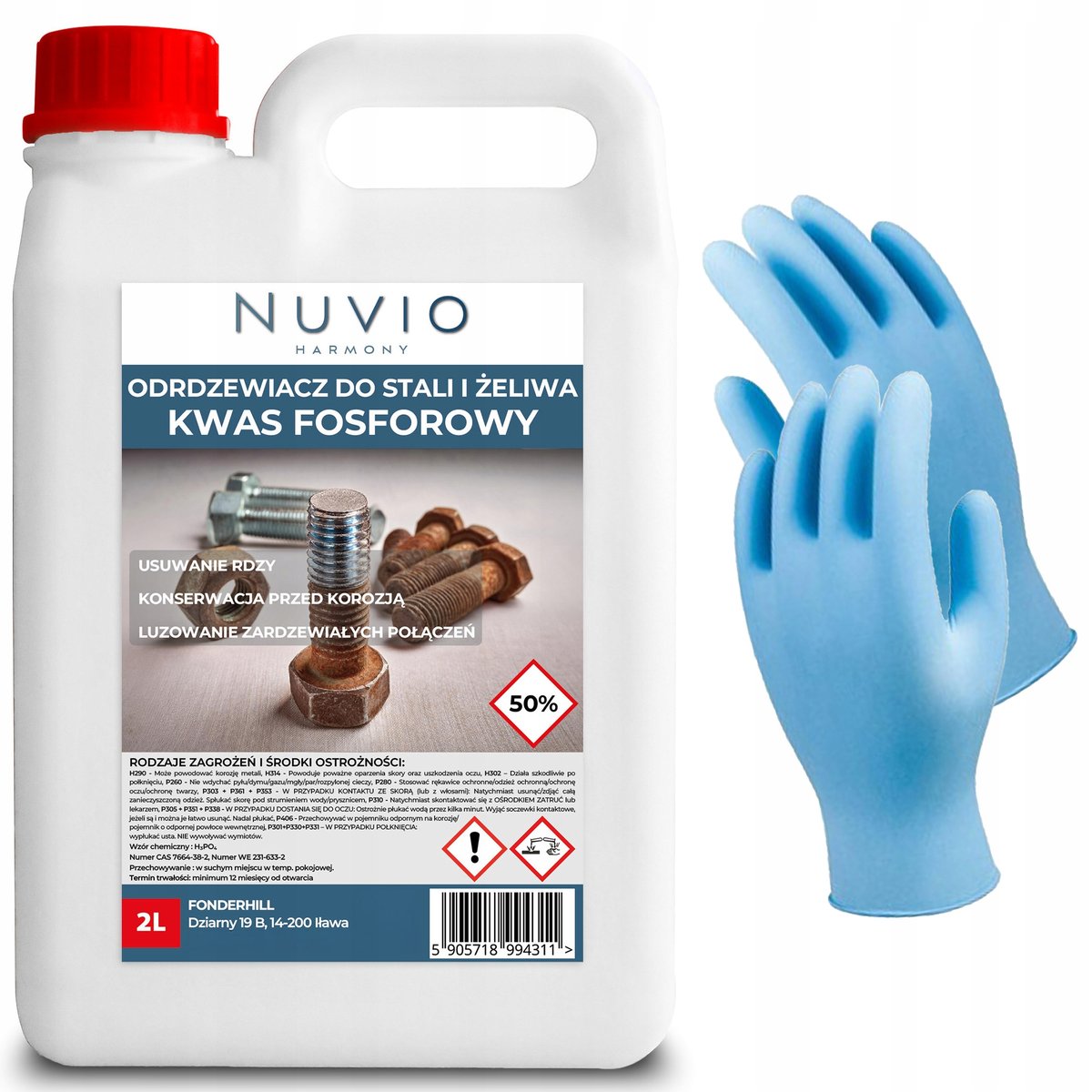Odrdzewiacz 2L Do Metalu Kwas Fosforowy 50% Neutralizator Profesjonalny ...