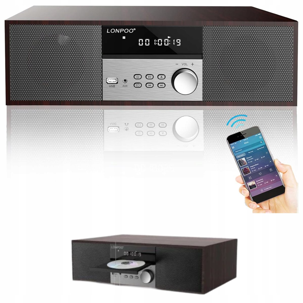 Odtwarzacz Cd Stereo Bluetooth Usb Aux Fm Led Pilot Kompaktowy Audio ...