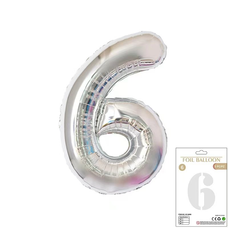 Ogromne Balony Srebrne Cyfra 6 Urodzinowe 100CM !! - GrandGift ...