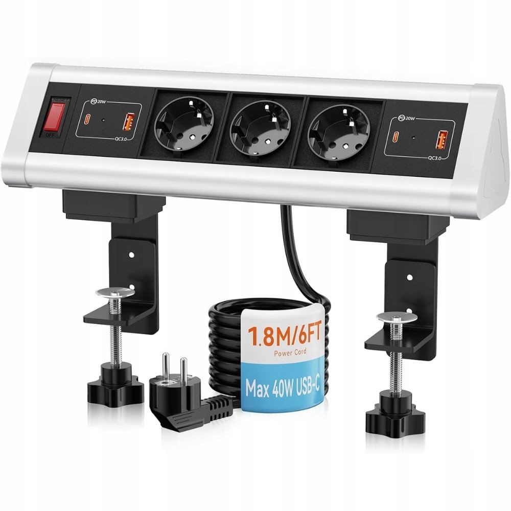 Ohuo Listwa zasilająca USB-C 40 W, 3 gniazda, 4 porty USB - Inna marka ...