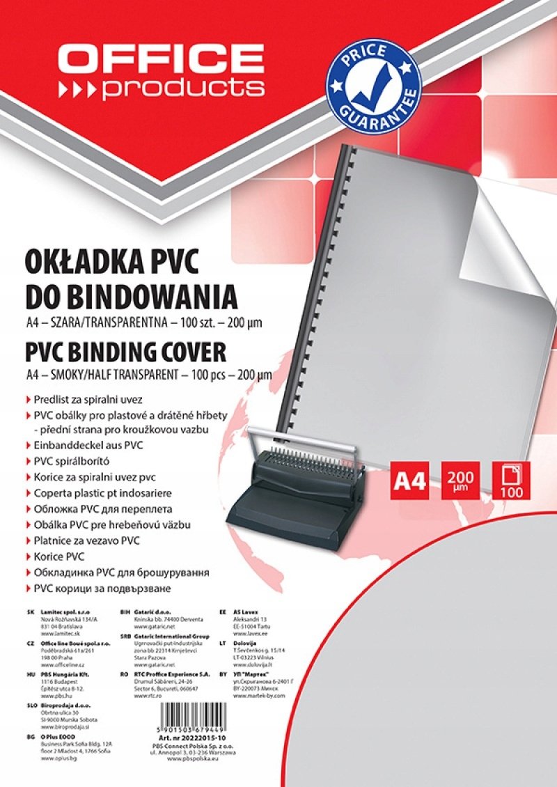 Okładki do bindowania PVC A4 100szt szare - Office Products | Sklep EMPIK.COM