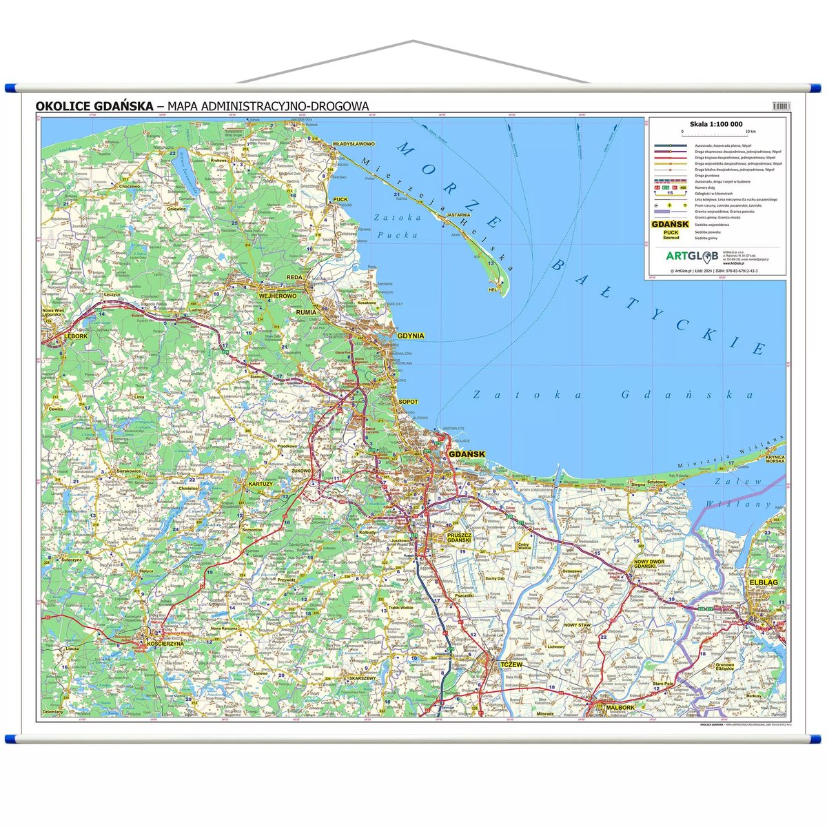 Okolice Gdańska. Mapa ścienna 1:100 000 - Opracowanie zbiorowe | Książka w Empik