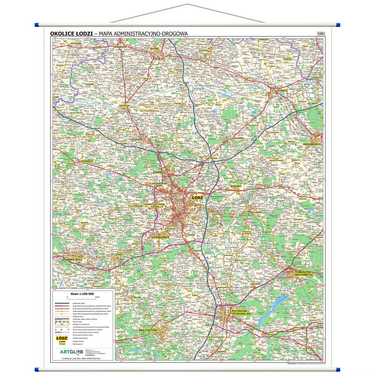 Okolice Łodzi. Mapa ścienna 1:100 000 - Opracowanie zbiorowe | Książka ...