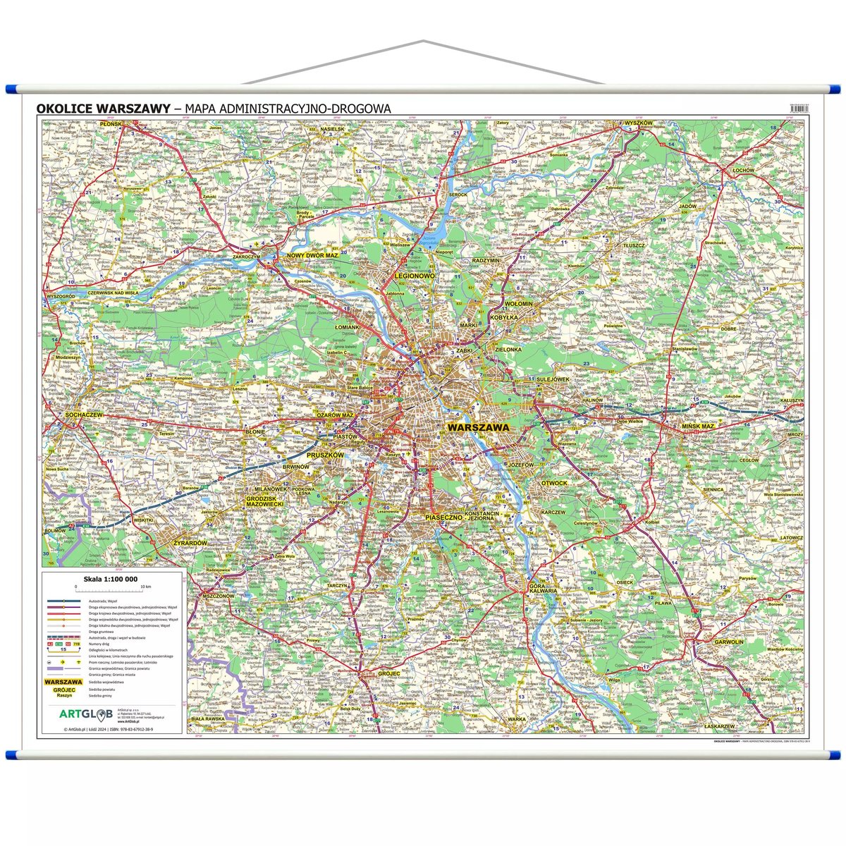 Okolice Warszawy. Mapa ścienna 1:100 000 - Opracowanie zbiorowe | Książka w Empik