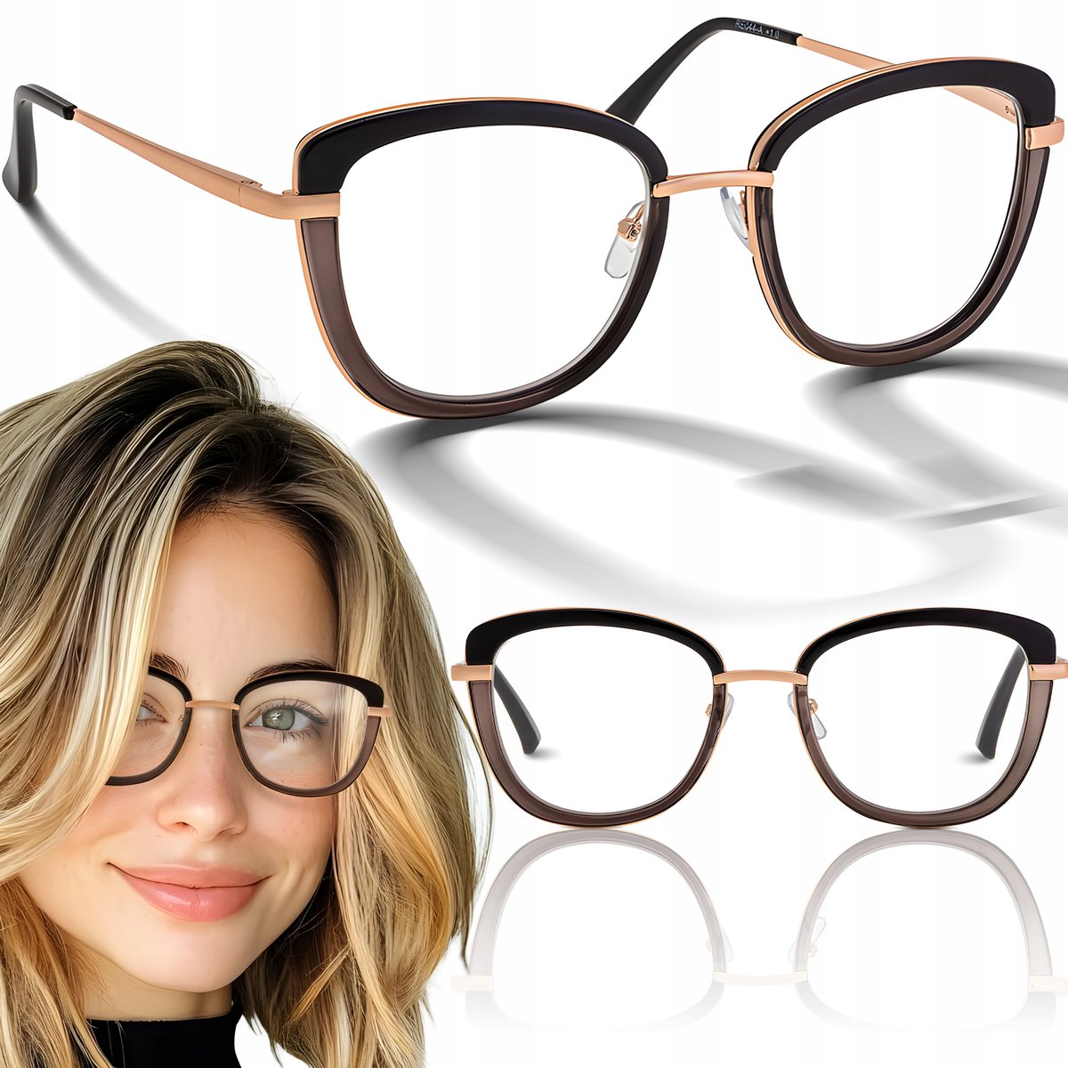 Okulary do czytania Damskie Korekcyjne Plusy Modny Fason BRILO +2,5 ...