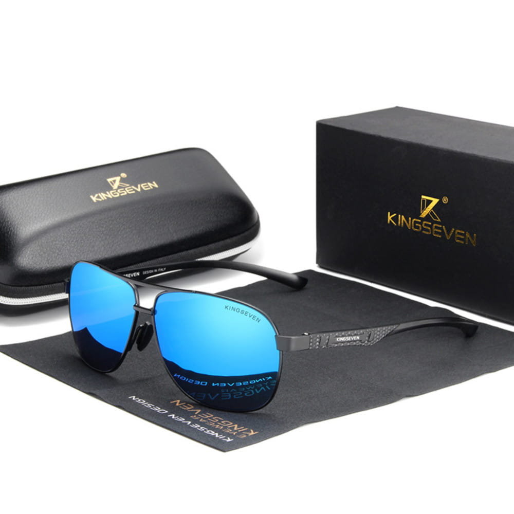Okulary Przeciwsłoneczne Kingseven Uv400 Pilotki Black/Blue - Art drew ...