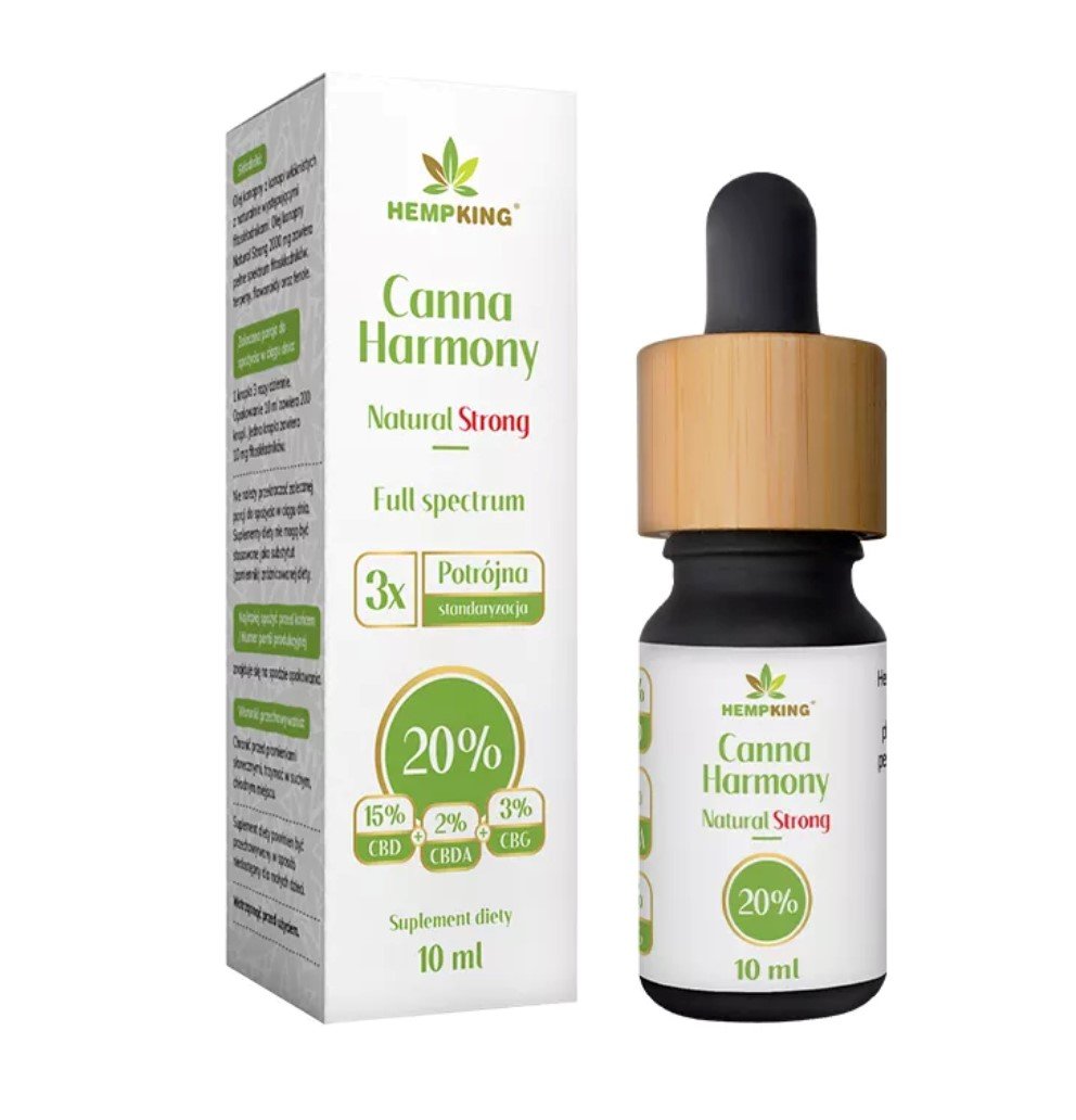 Olej CBD 20% Canna Harmony - 15% CBD + 2% CBDA + 3% CBG Natural Strong 2000 mg - HempKing 10 ml ...