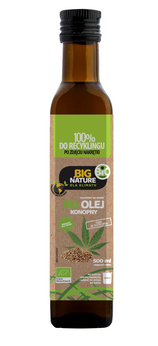 Olej Konopny tłoczony na zimno BIO 500ml - BIG NATURE - Big Nature | Sklep EMPIK.COM