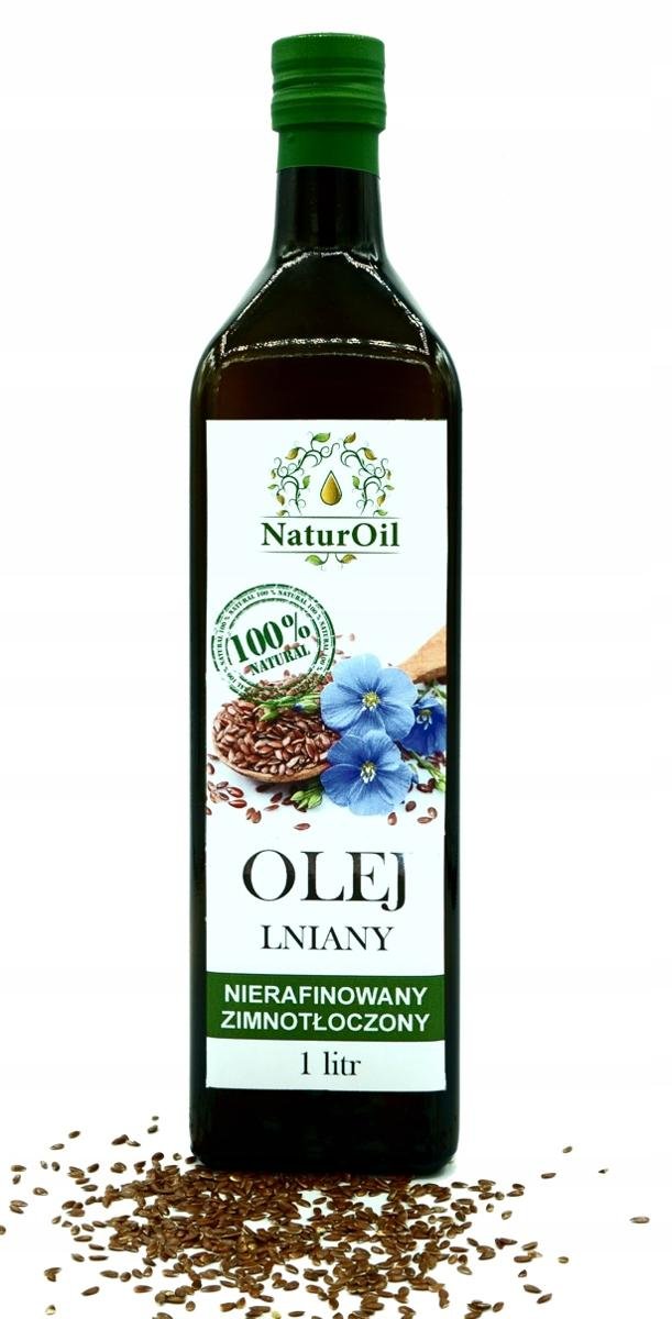 Olej lniany z lnu brązowego 1litr NaturOil - Naturini | Sklep EMPIK.COM