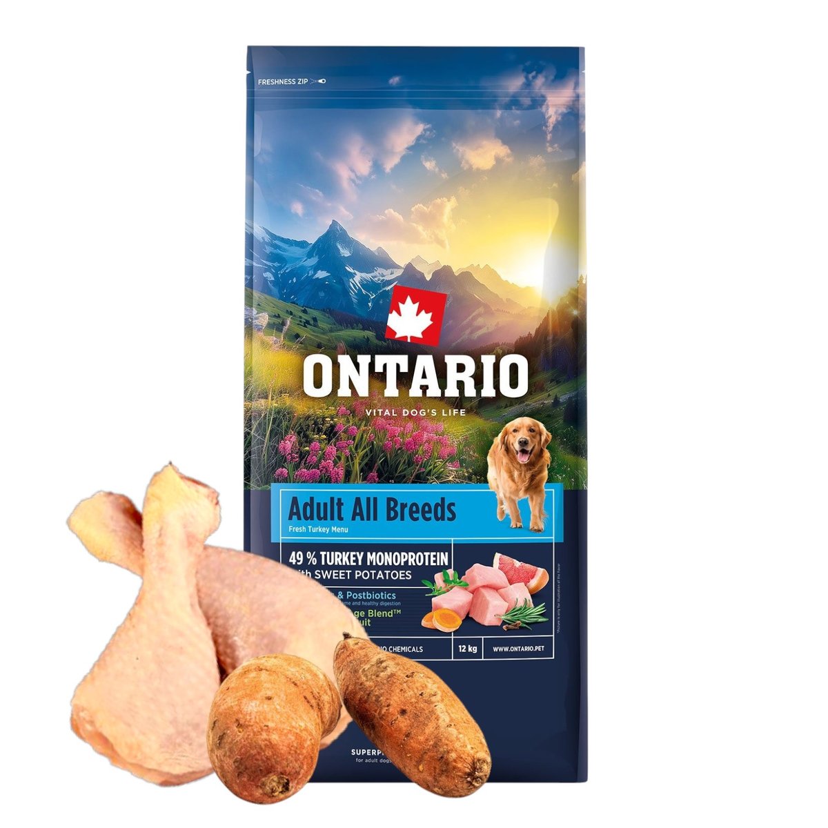 Ontario Adult All Breads Mono Turkey&potatoe 12kg - Inny producent ...