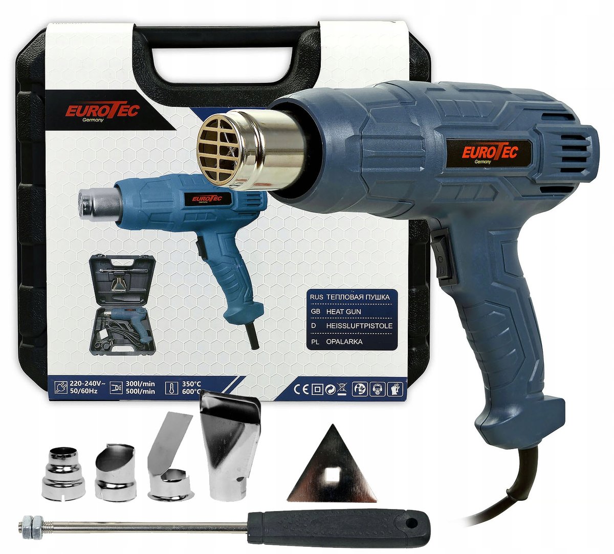 OPALARKA ELEKTRYCZNA 2 BIEGI 230V REGULACJA 2400W WALIZKA ZESTAW 4 ...