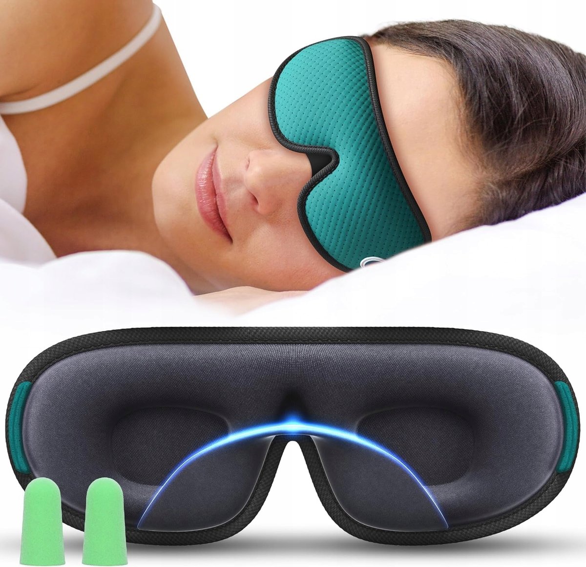 OPASKA NA OCZY DO SPANIA MASKA 3D BLOKADA ŚWIATŁA OPASKA DO SPANIA NA ...