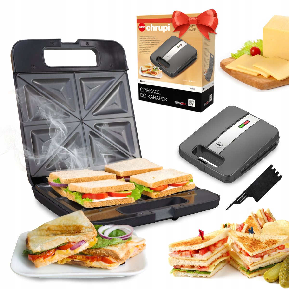 Opiekacz do kanapek sandwich Eldom ST150 XXL na 4 kanapki - Eldom | AGD ...