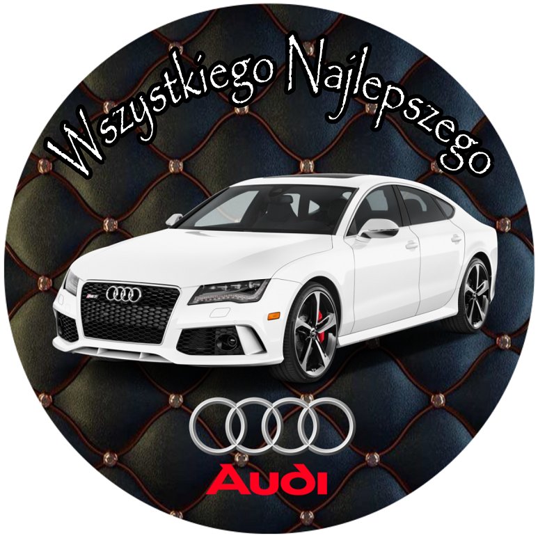 OPŁATEK NA TORT AUDI SAMOCHÓD AUTO LOGO BRYKA URODZINY 18 30 40 50 60 ...