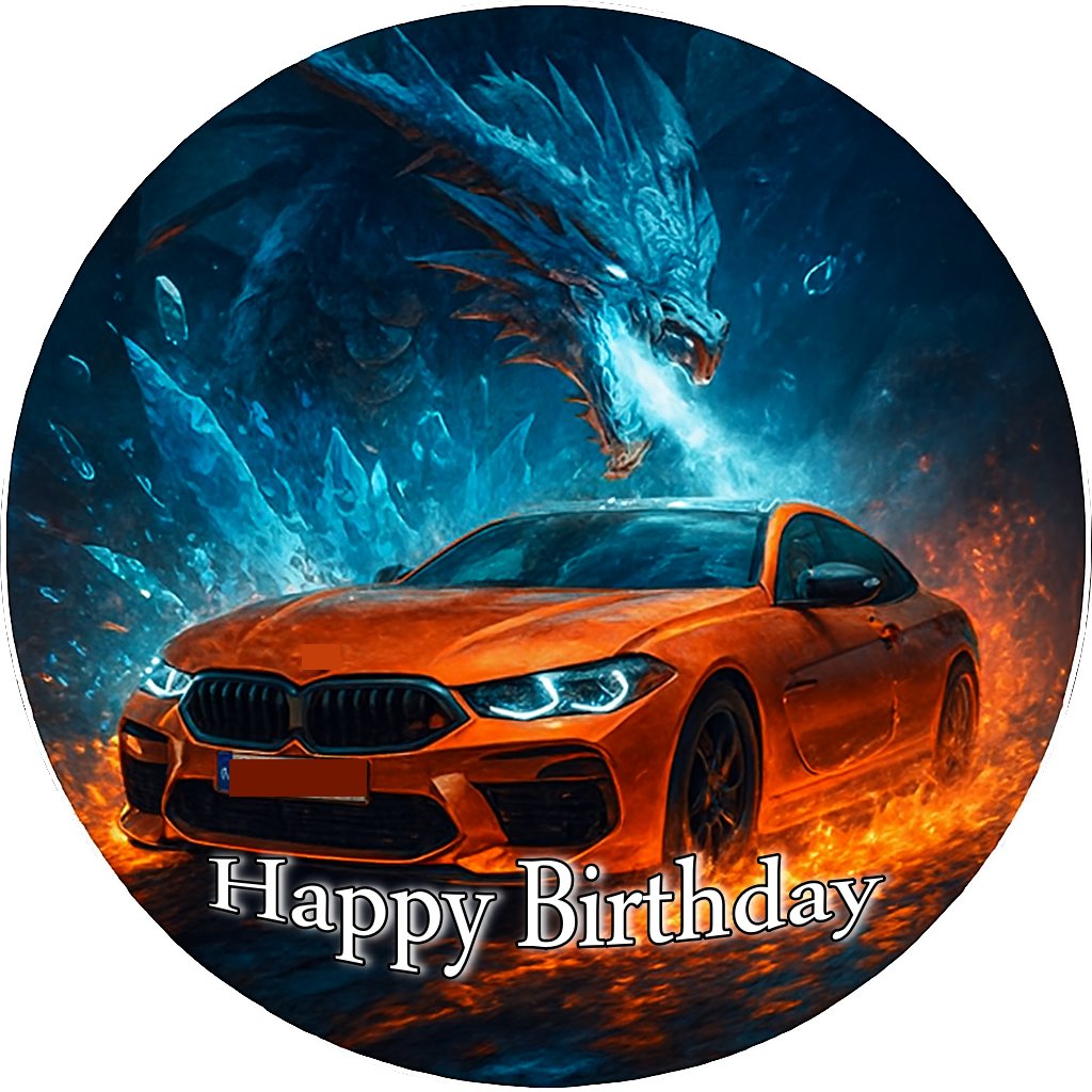 OPŁATEK NA TORT BMW LOGO AUTO SAMOCHÓD URODZINY 18 30 40 50 60 - Inna ...