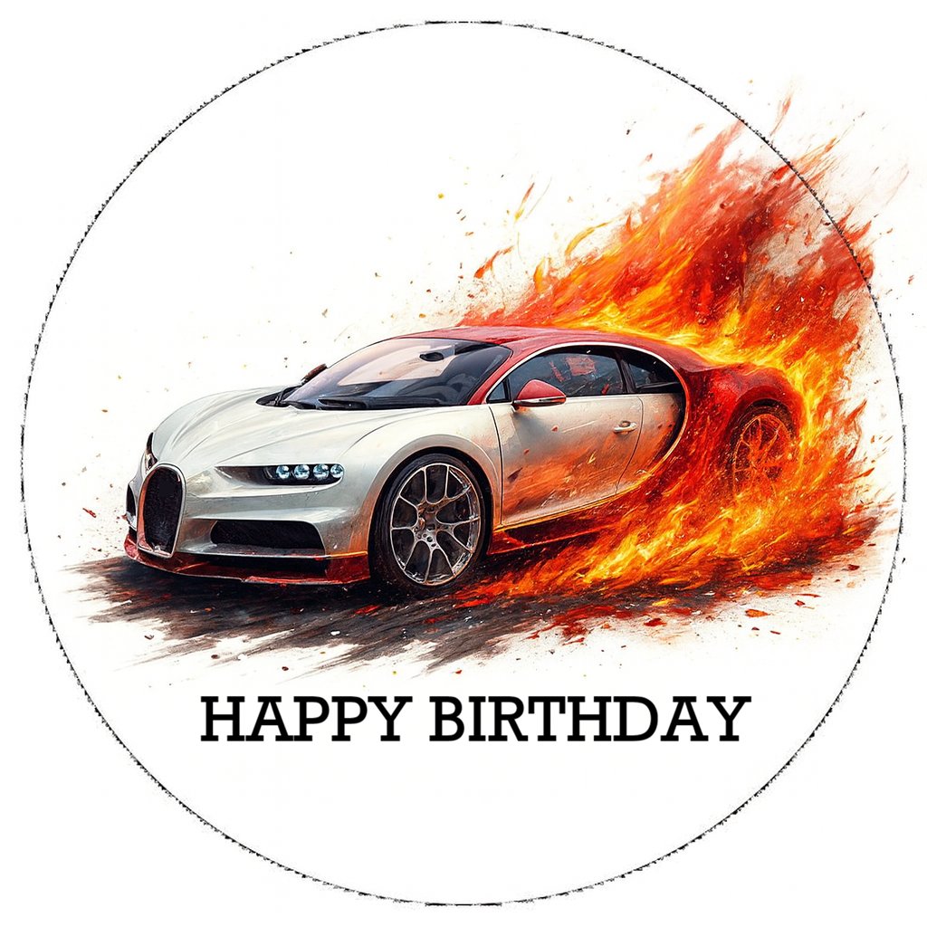 OPŁATEK NA TORT BUGATTI SAMOCHÓD AUTO LOGO BRYKA FURA URODZINY 18 30 40 ...