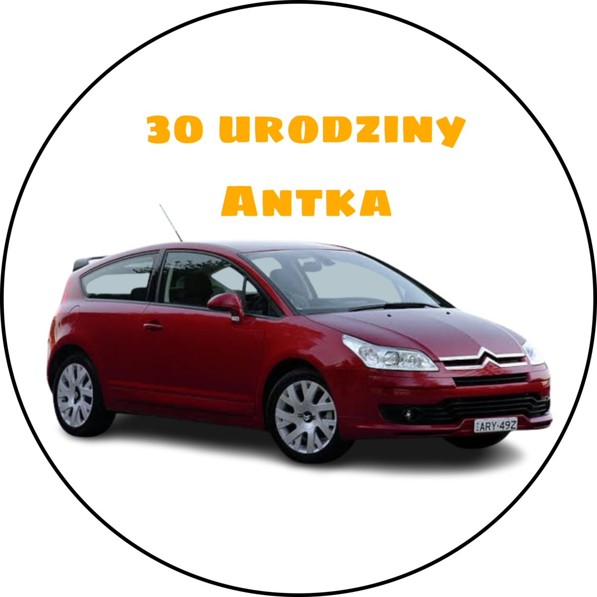 OPŁATEK NA TORT CITROEN SAMOCHÓD AUTO BRYKA OSOBOWY FURA URODZINY 18 30 ...