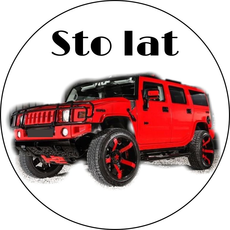 OPŁATEK NA TORT HUMMER SAMOCHÓD TERENOWY TERENÓWKA AUTO URODZINY 18 30 ...