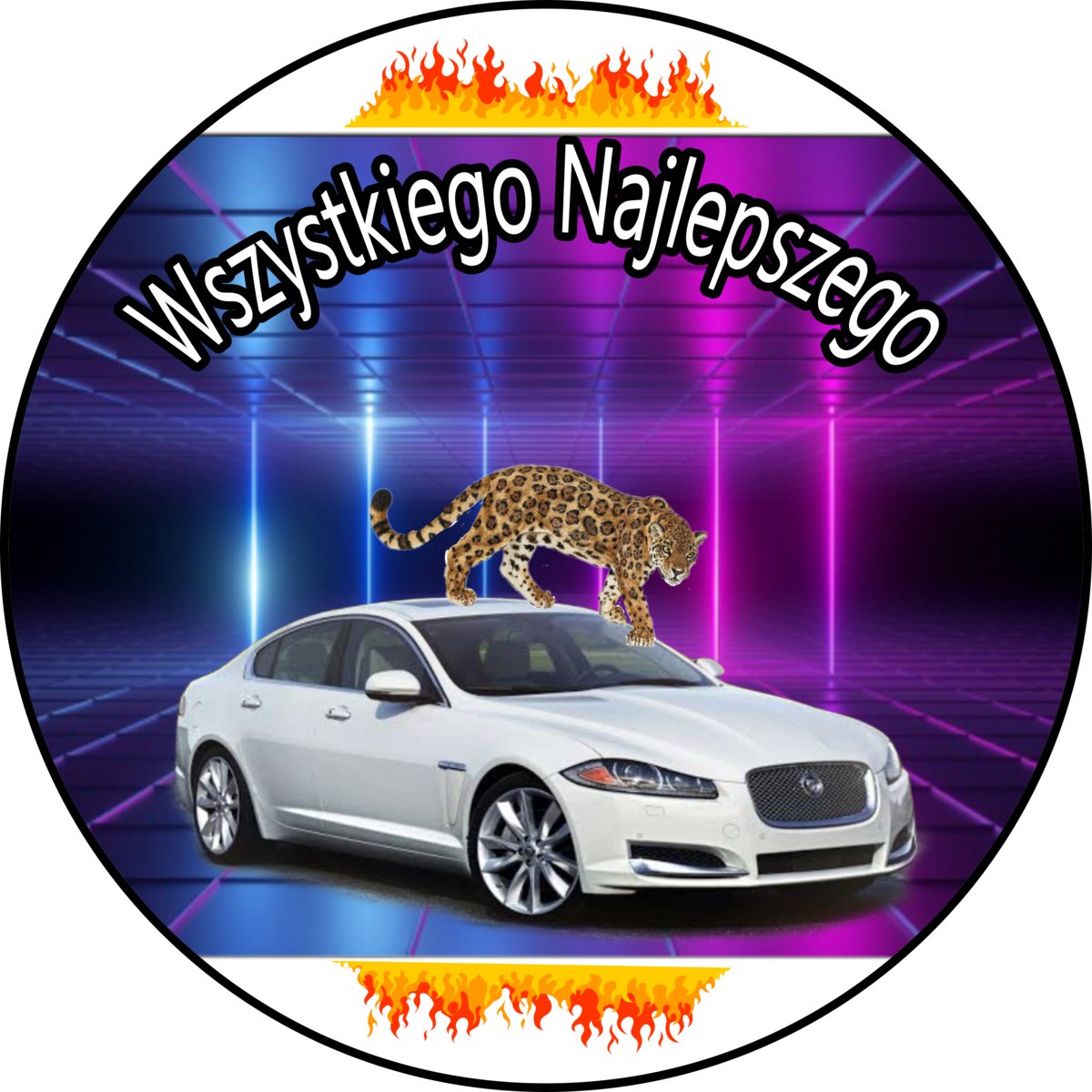 OPŁATEK NA TORT SAMOCHÓD AUTO JAGUAR FURA BRYKA URODZINY 18 30 40 50 60 ...