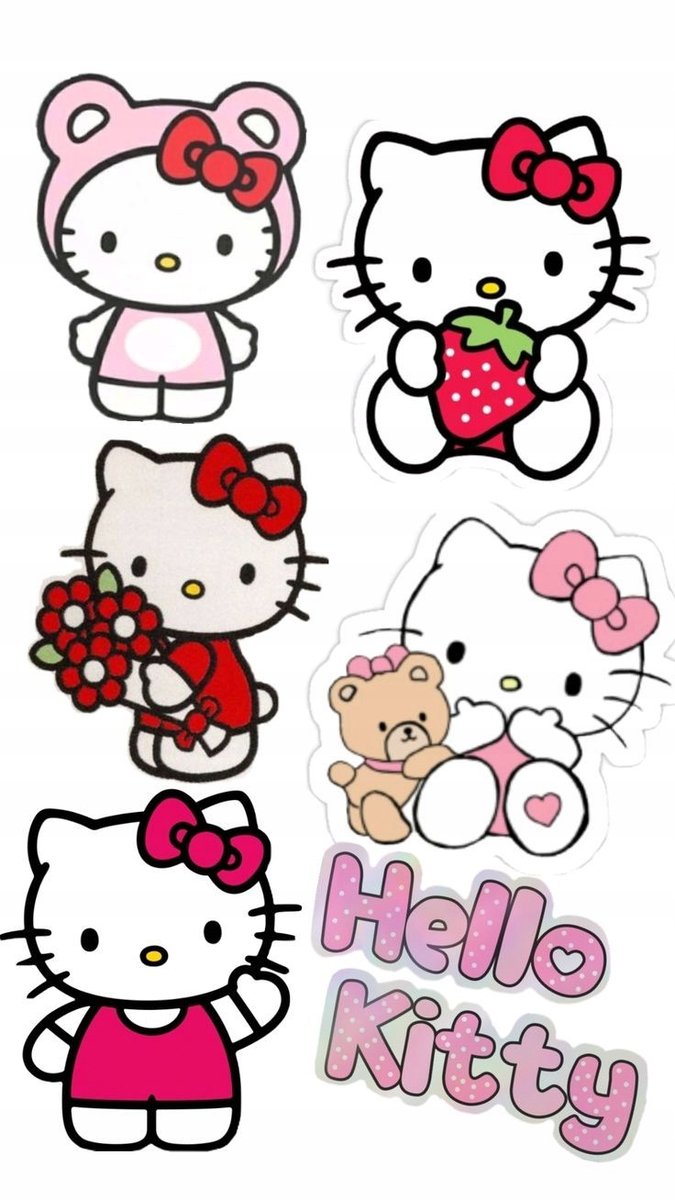 OPŁATEK NA TORT Wydruk Jadalny Hello Kitty Kotek Kot ZESTAW + IMIĘ 69 ...