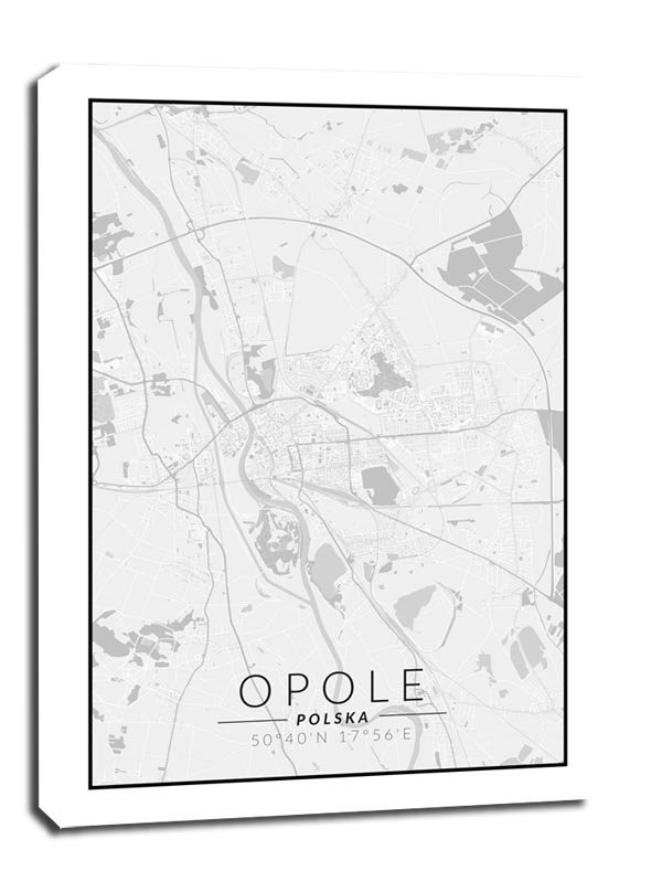 Opole mapa czarno biała - obraz na płótnie 61x91,5 cm - Galeria Plakatu ...