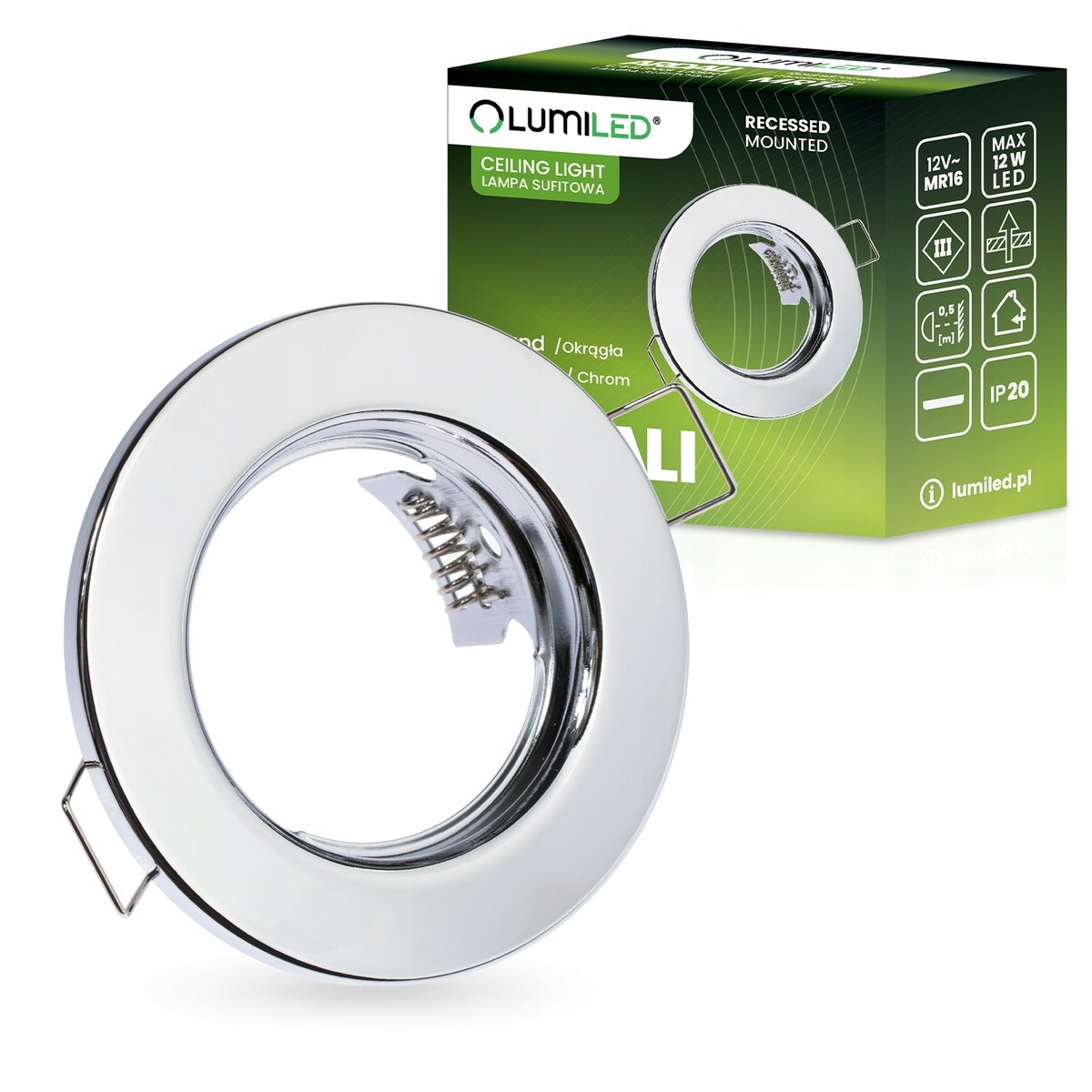 Oprawa HALOGENOWA Podtynkowa Stała Okrągła ARDALI Srebrny Blacha MR16 ...