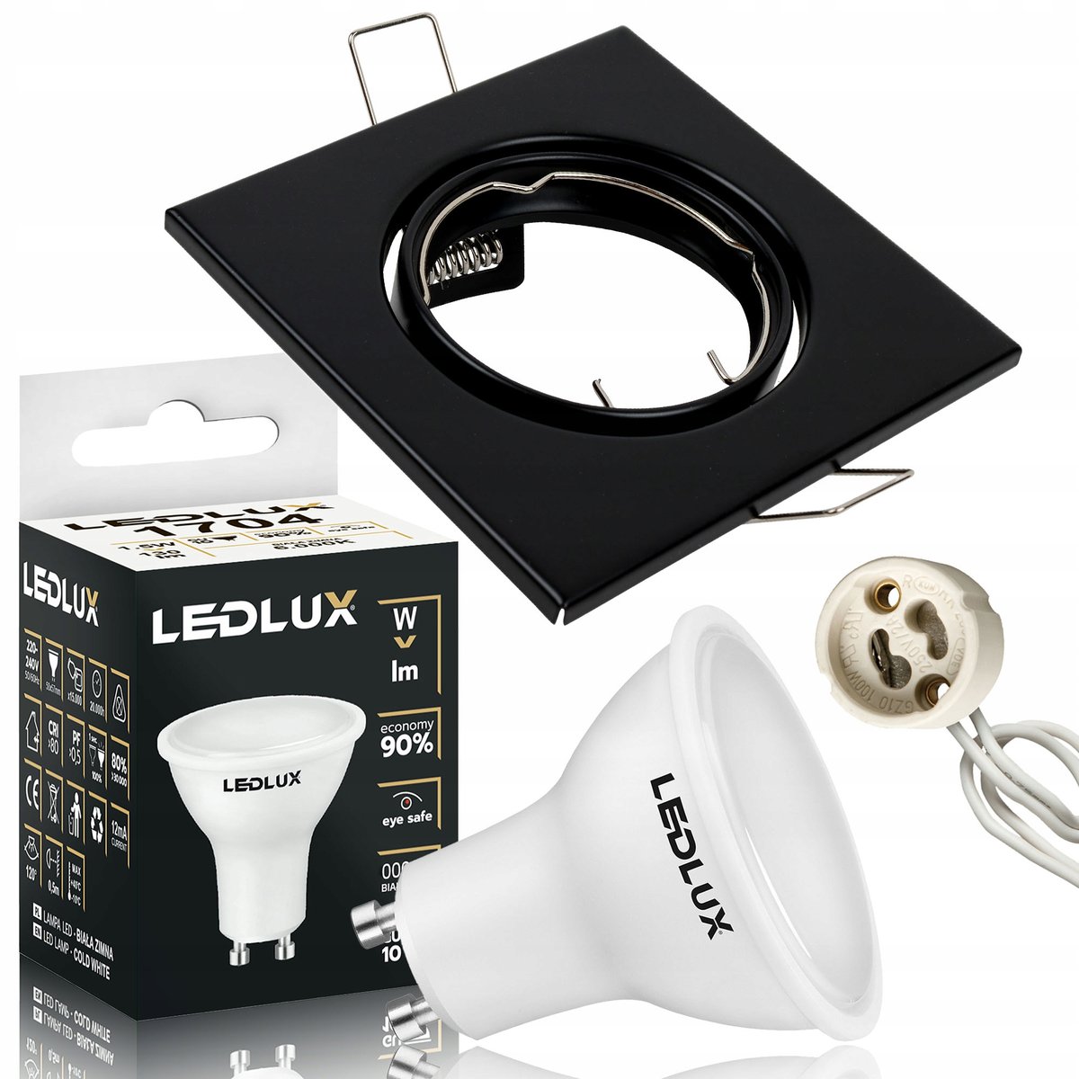 Oprawa halogenowa RUCHOMA kwadrat + LED GU10 3,5W ZESTAW - LEDLUX ...