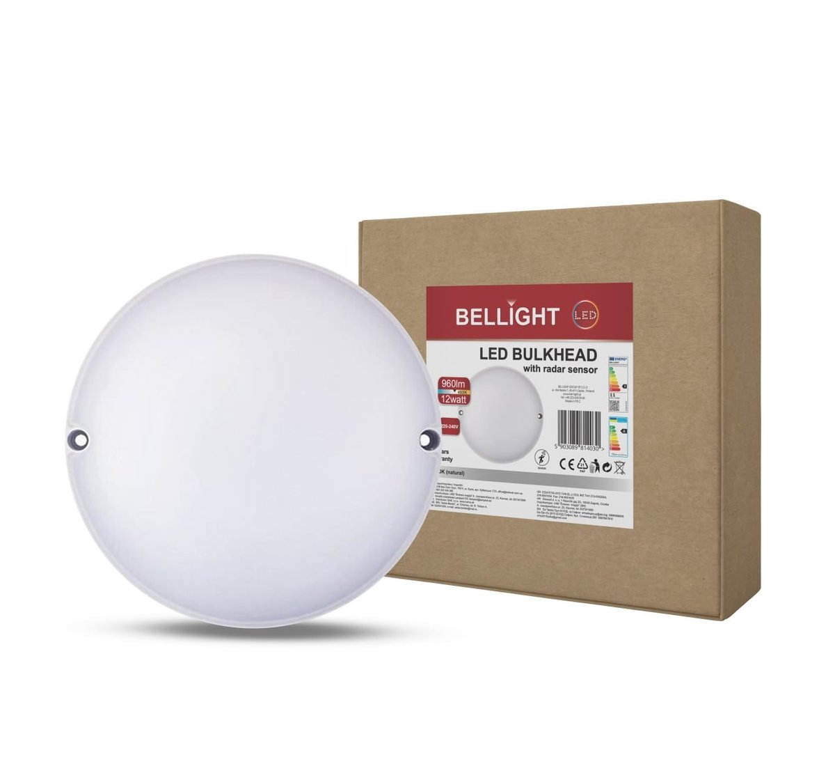 OPRAWA LED KANAŁOWA OKRĄGŁA 12W 4000K 230V 960lm CZUJNIK RUCHU ...
