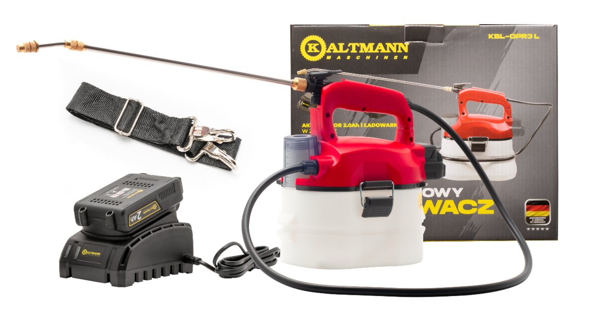 Opryskiwacz Akumulatorowy 20V Kaltmann 3L + akumulator 2,0Ah + ładowarka ZESTAW - KALTMANN ...
