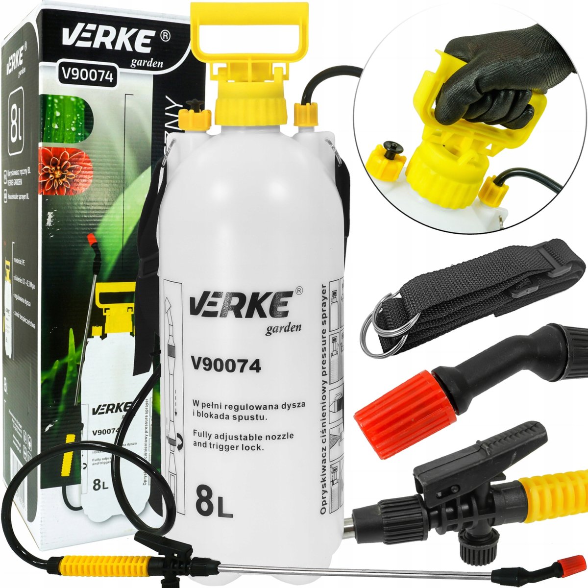 OPRYSKIWACZ RĘCZNY 8L Z LANCĄ VERKE GARDEN V90074 OPRYSKIWACZ 8L ...